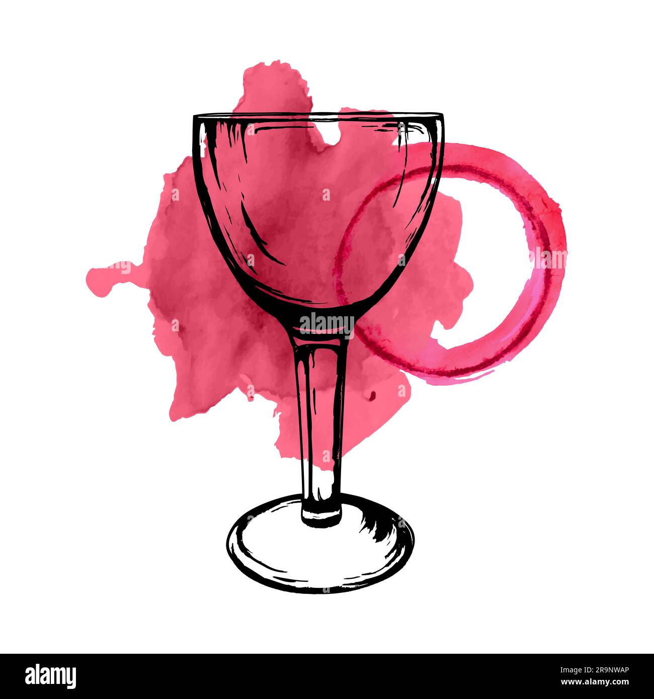 Vector illustration of wine glass sketch with spilled wine stains ... Vector illustration of wine glass sketch with spilled wine stains ...
