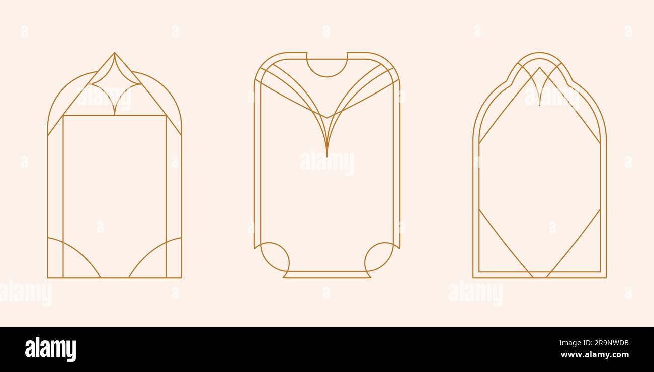 Vector set of linear minimalistic aesthetic frames and borders with ...