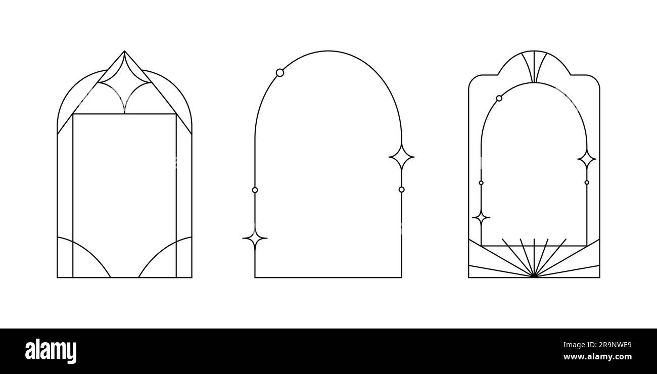 Vector set of linear minimalistic aesthetic frames and borders with ...