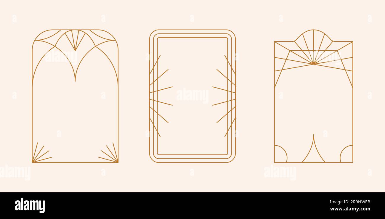 Vector set of linear minimalistic aesthetic frames and borders with ...