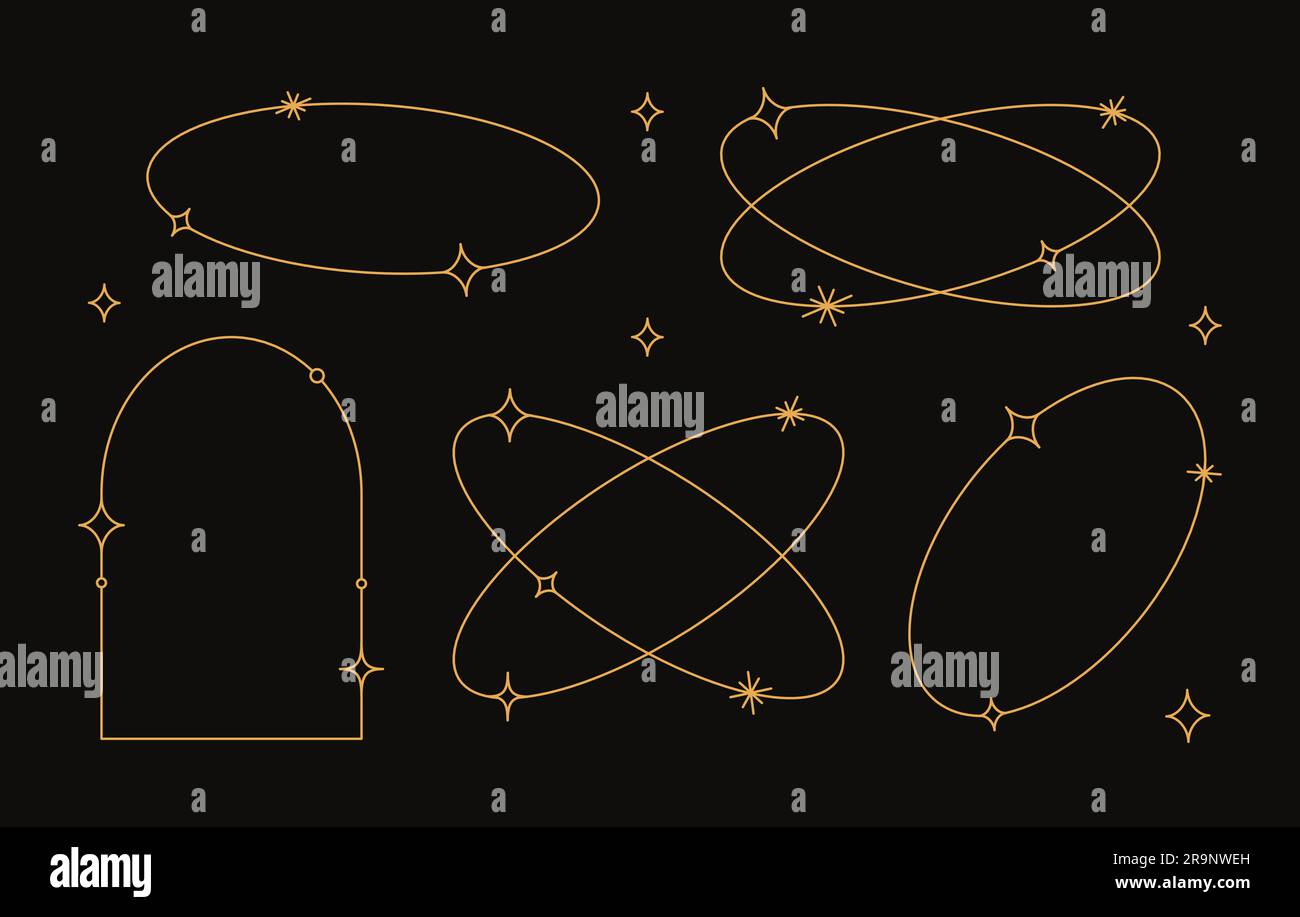 Vector set of linear minimalistic aesthetic frames and borders with ...