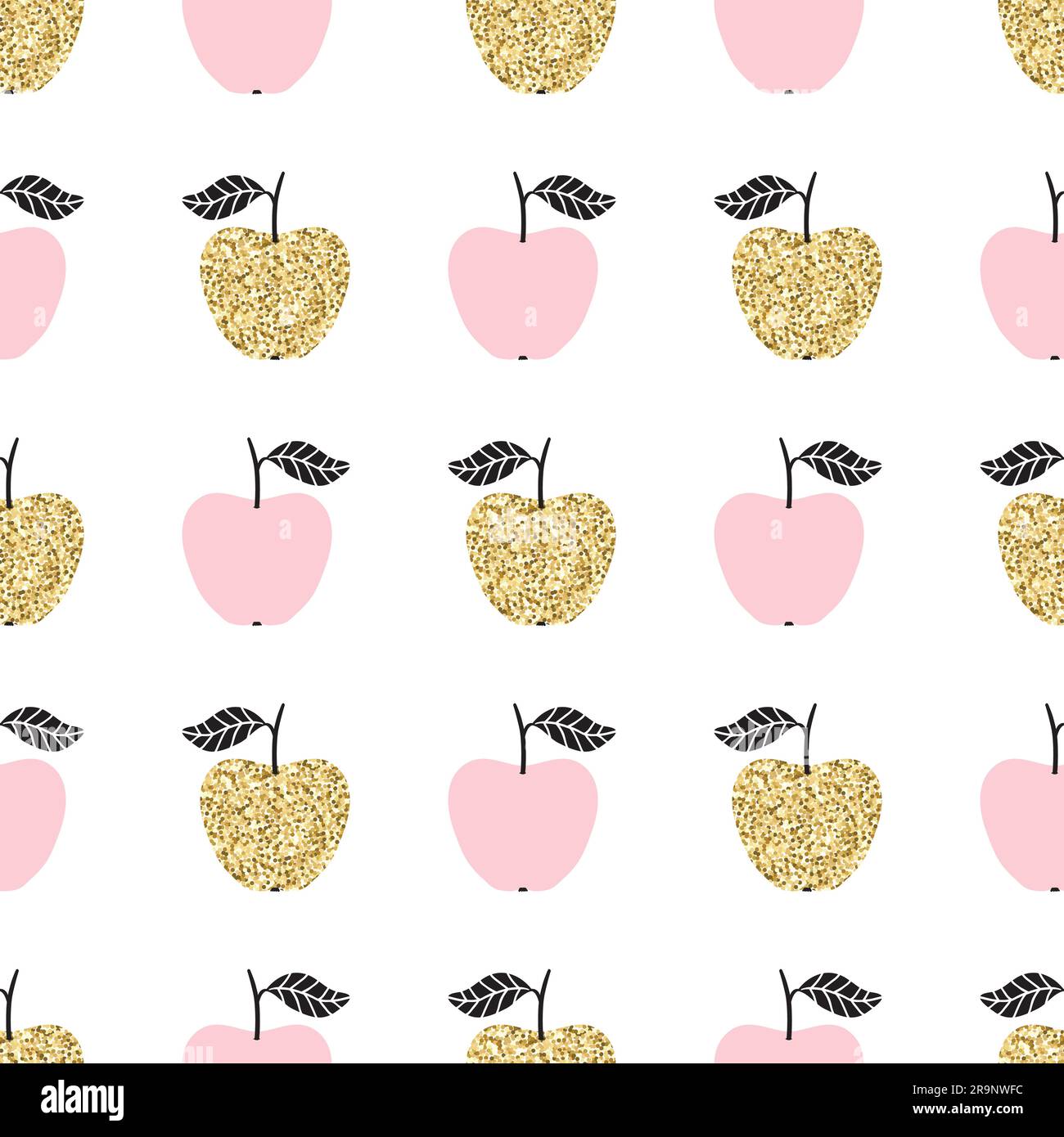 Vector seamless pattern with apples. Scandinavian design Stock Vector ...