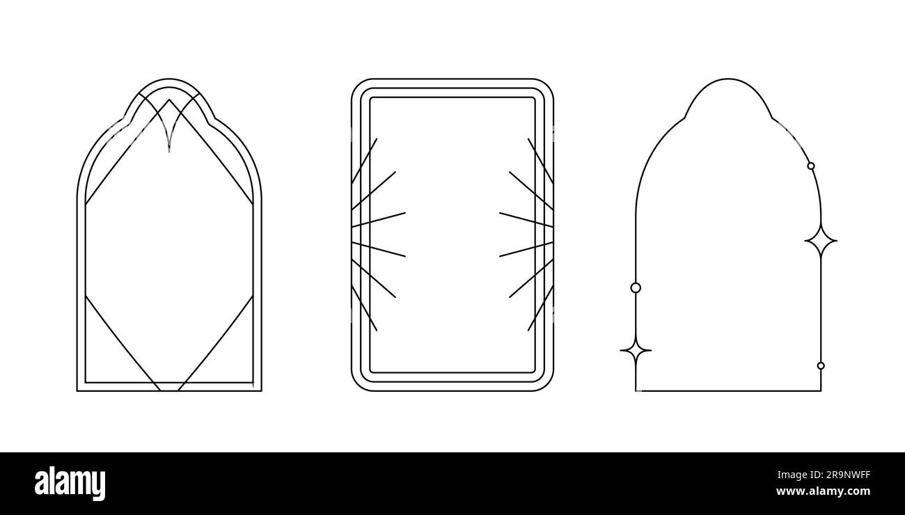 Vector set of linear minimalistic aesthetic frames and borders with ...