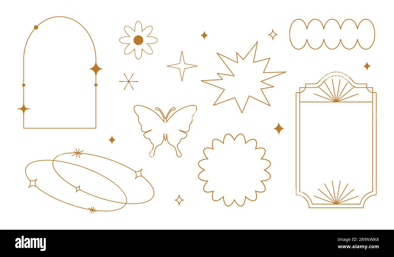 Vector set of linear minimalistic aesthetic frames, borders, geometric ...