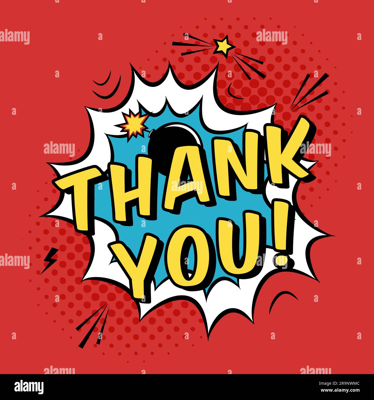 Vector colorful pop art illustration with Thank you text. Decorative ...