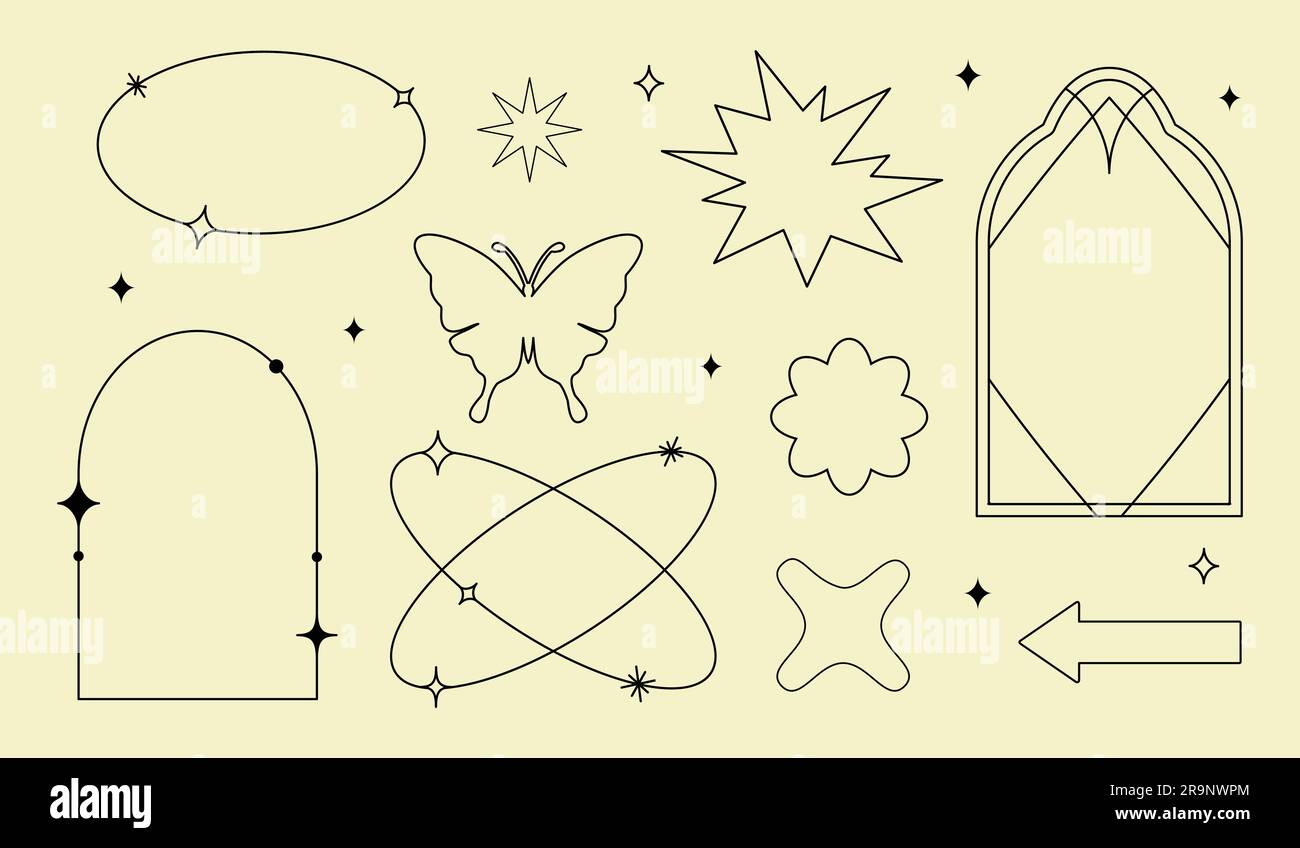 Vector set of linear minimalistic aesthetic frames, borders, geometric ...