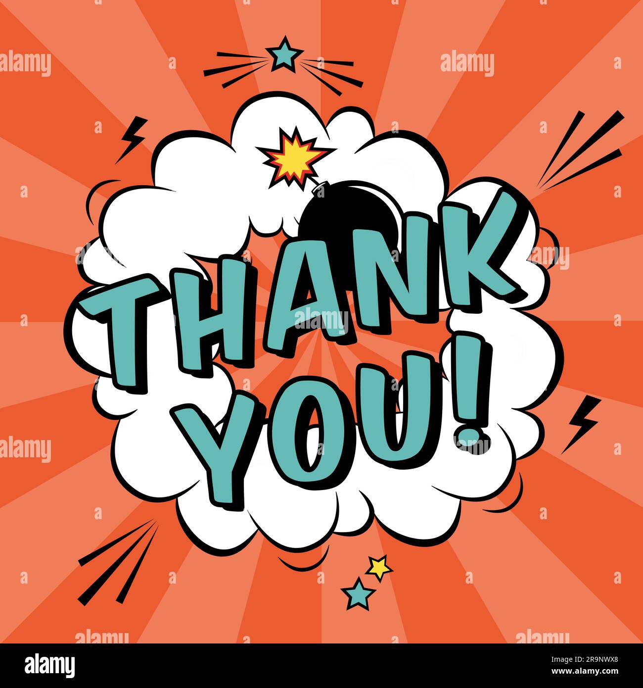 Vector colorful pop art illustration with Thank you text. Decorative ...