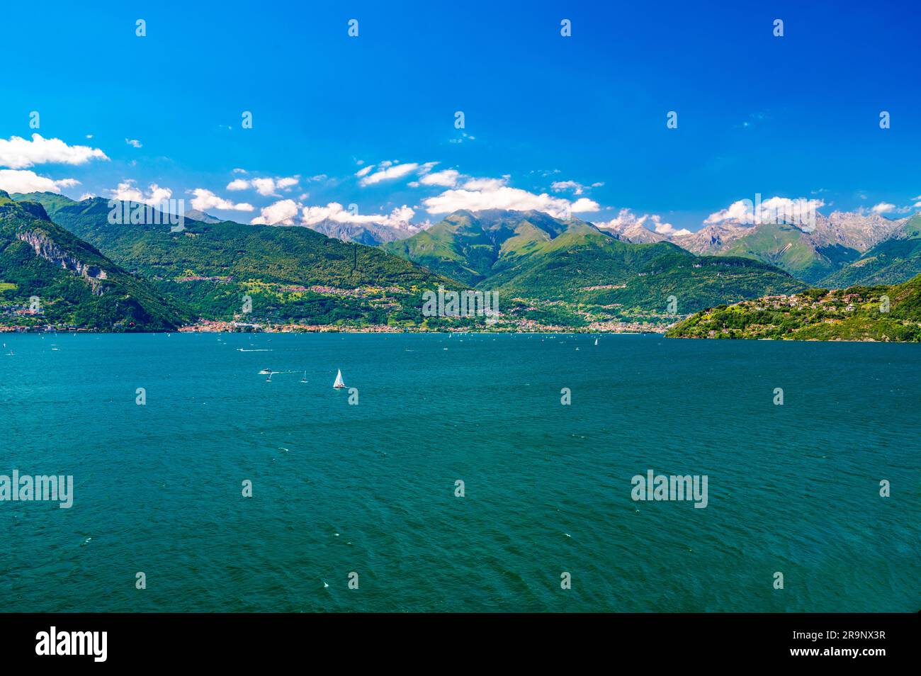 A view of Lake Como from Dorio, looking north, the mountains, the ...