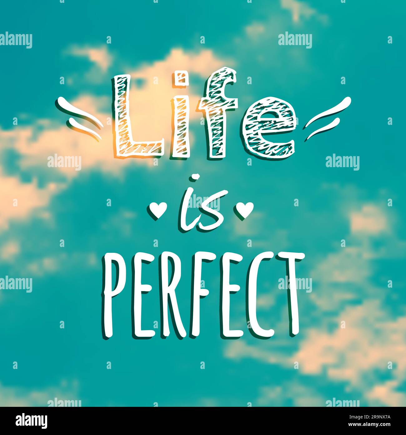 Vector illustration with blue sky and phrase "Life is perfect Stock ...