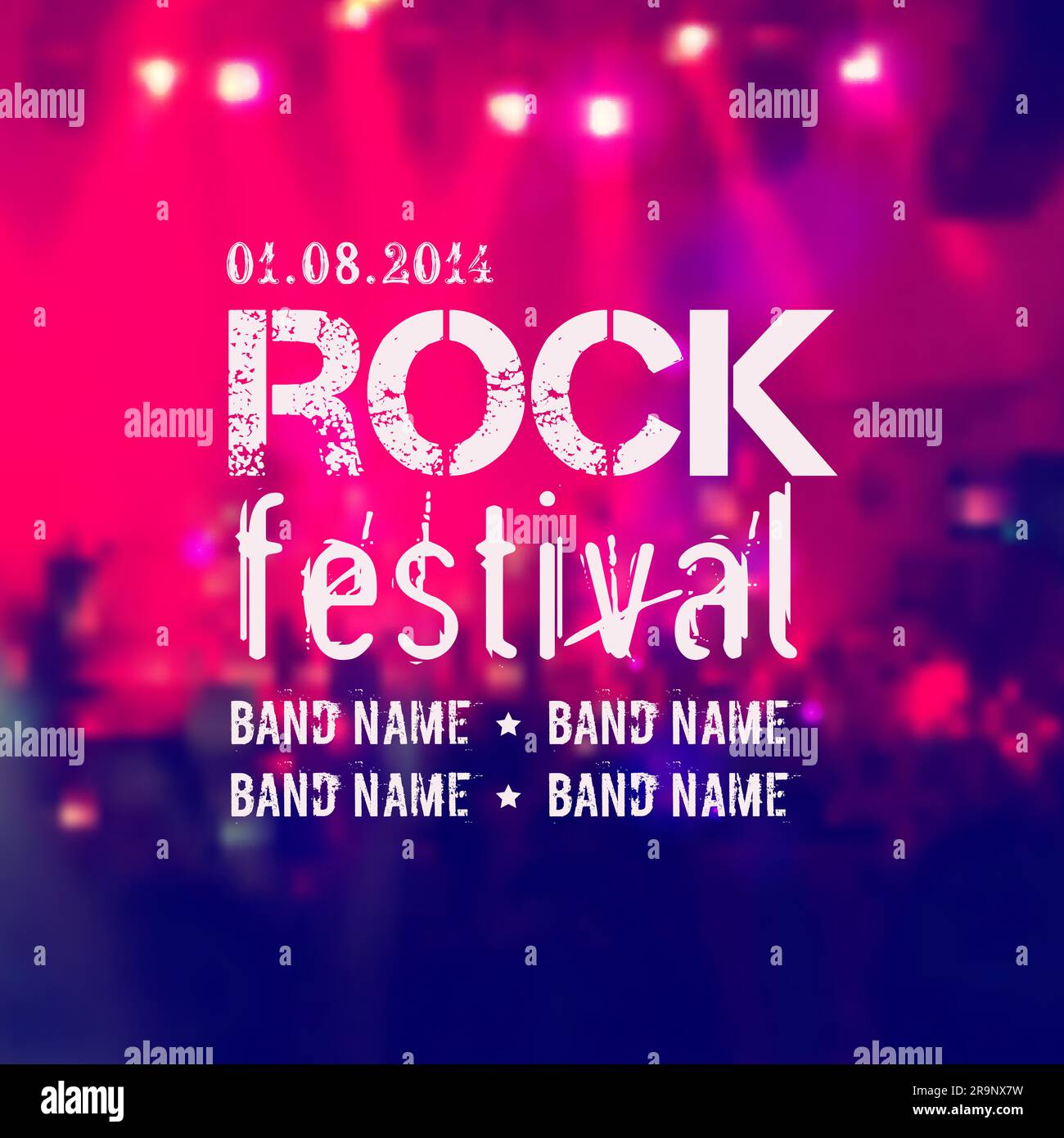 Vector blurred background with rock stage and crowd. Rock festival ...