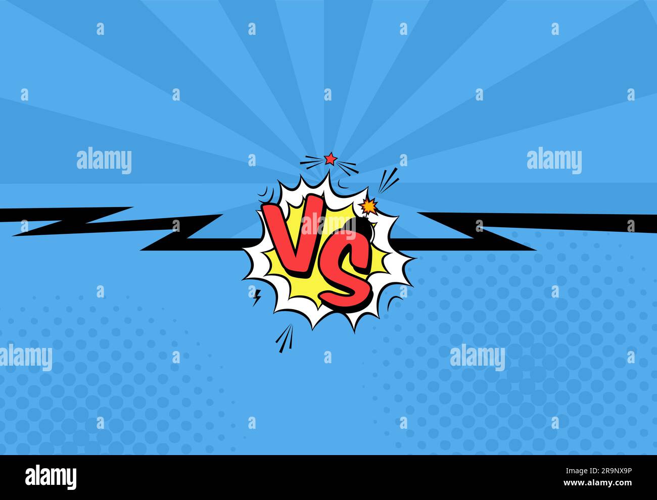 Vector illustration of versus letters with speech bubble, bomb ...