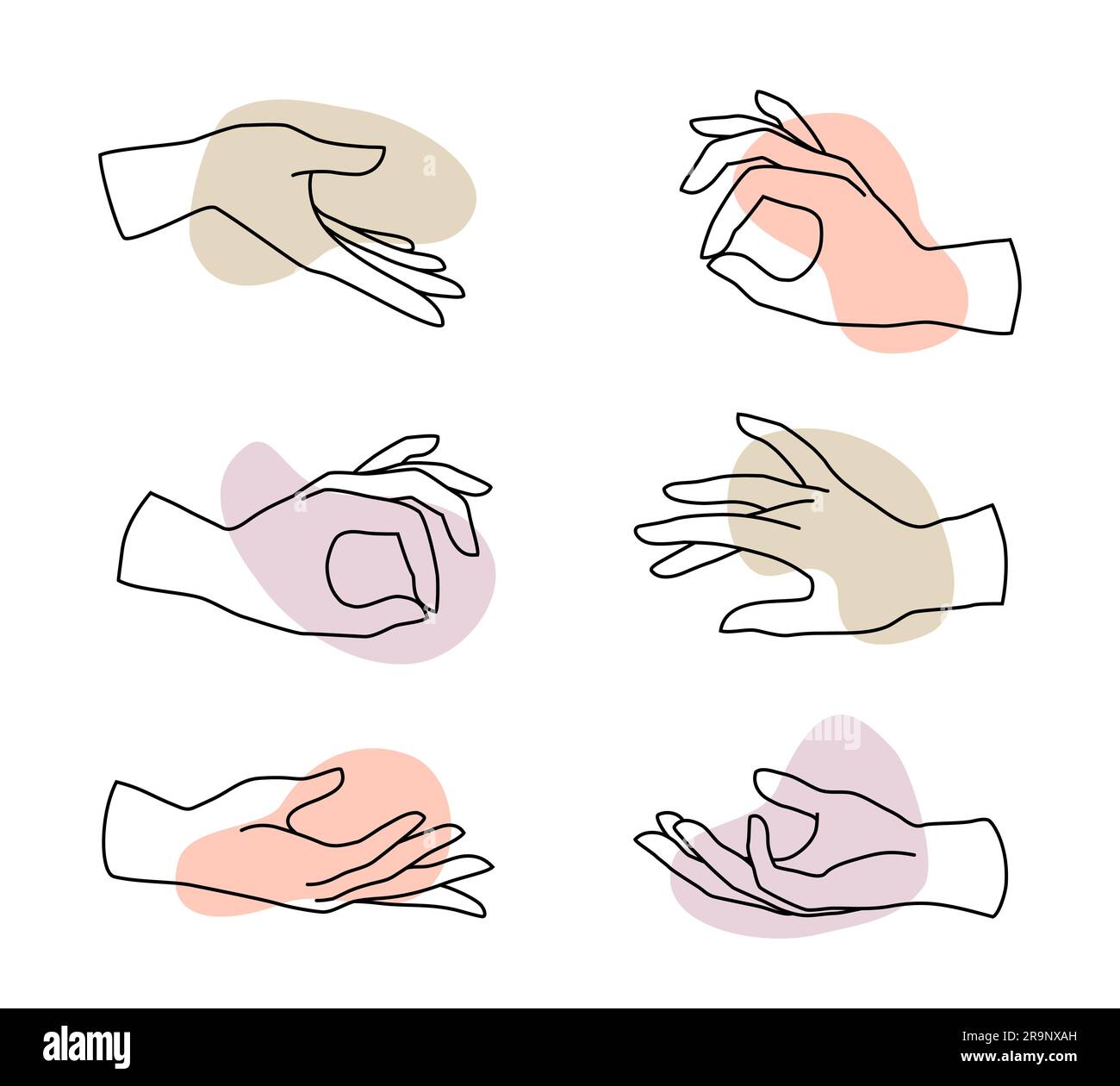 Vector set of female hand logos in minimal linear style. Emblem design ...