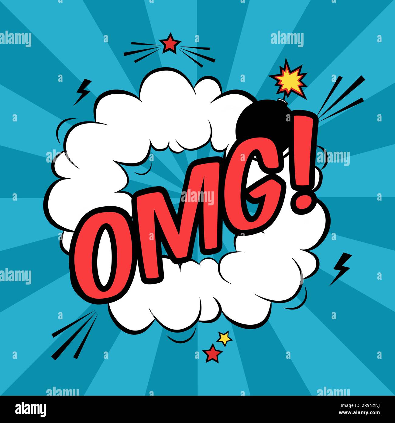 Vector colorful pop art illustration with OMG text. Decorative template ...