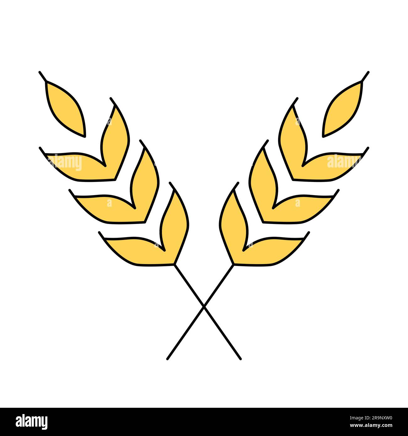 Vector linear icon of wheat ear isolated on white background. Emblem ...