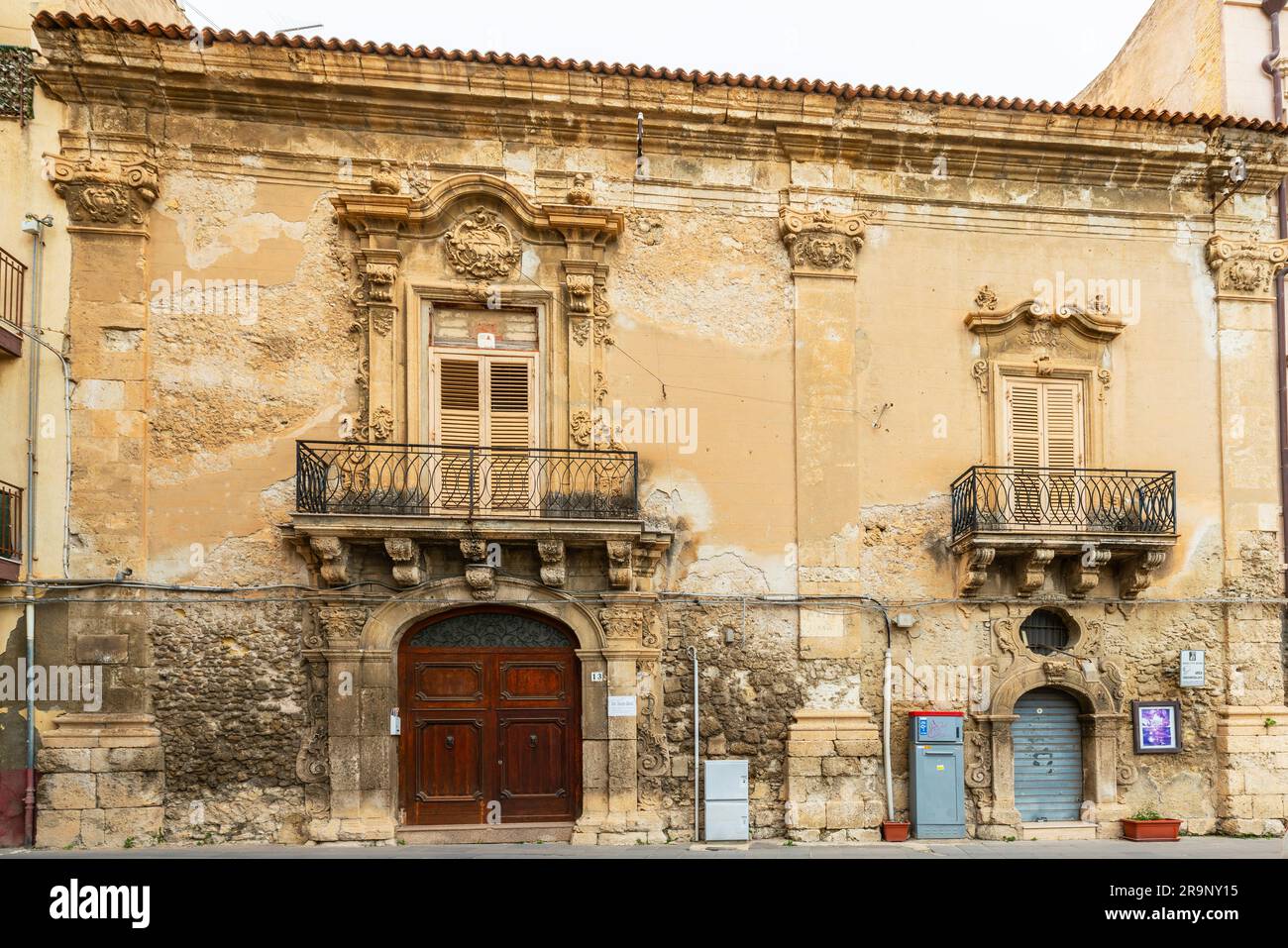 Baroque building by Saint Angel Plaza 13, Licata, Sicily, Italy Stock ...