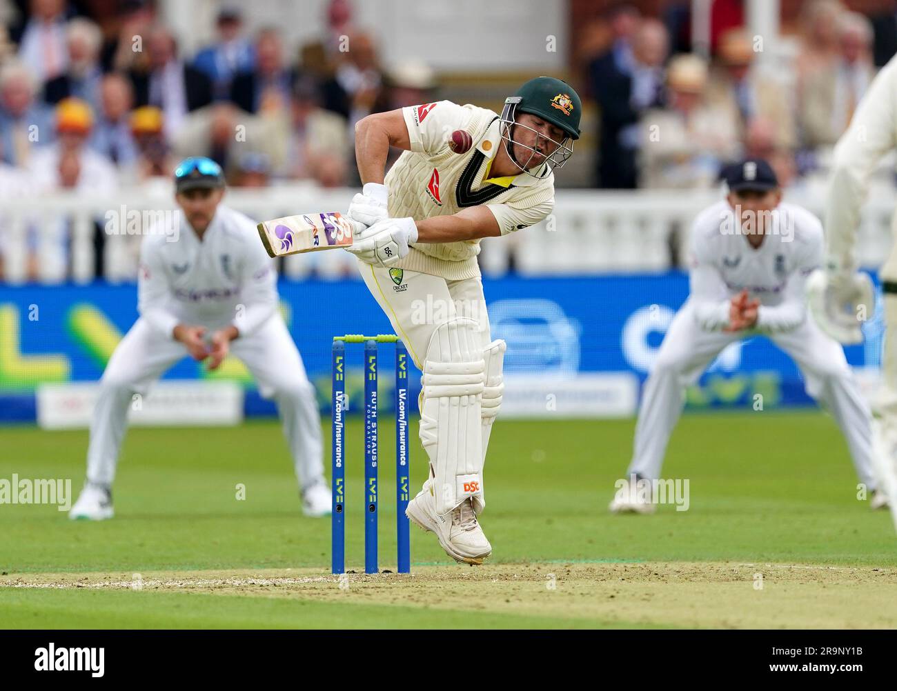Australia's David Warner bats during day one of the second Ashes test ...