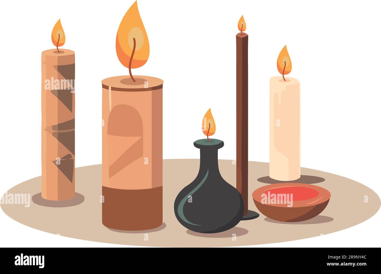 Glowing candle symbol of spirituality over white Stock Vector Image ...