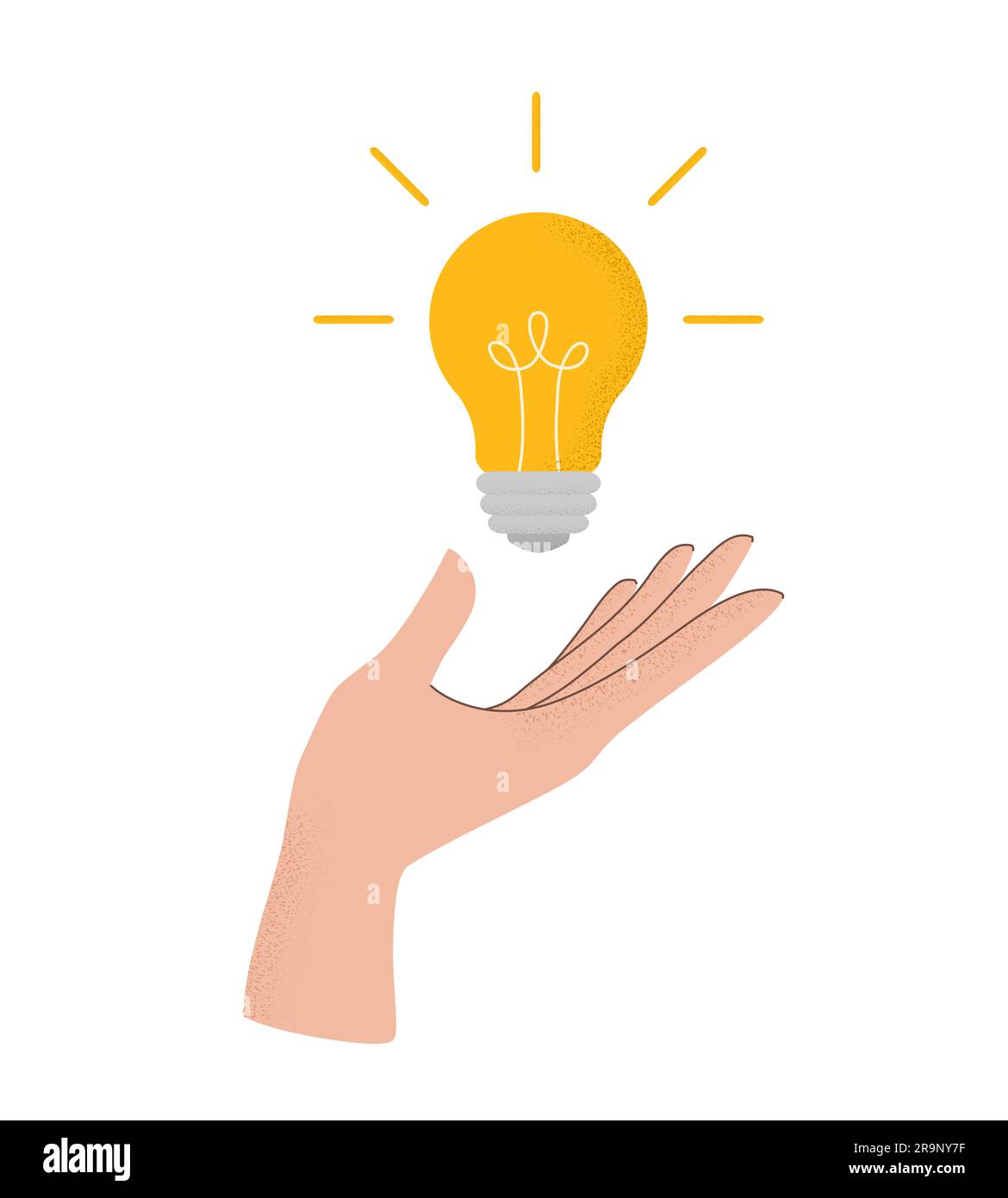 Vector illustration of human hand holding light bulb. Concept of World ...