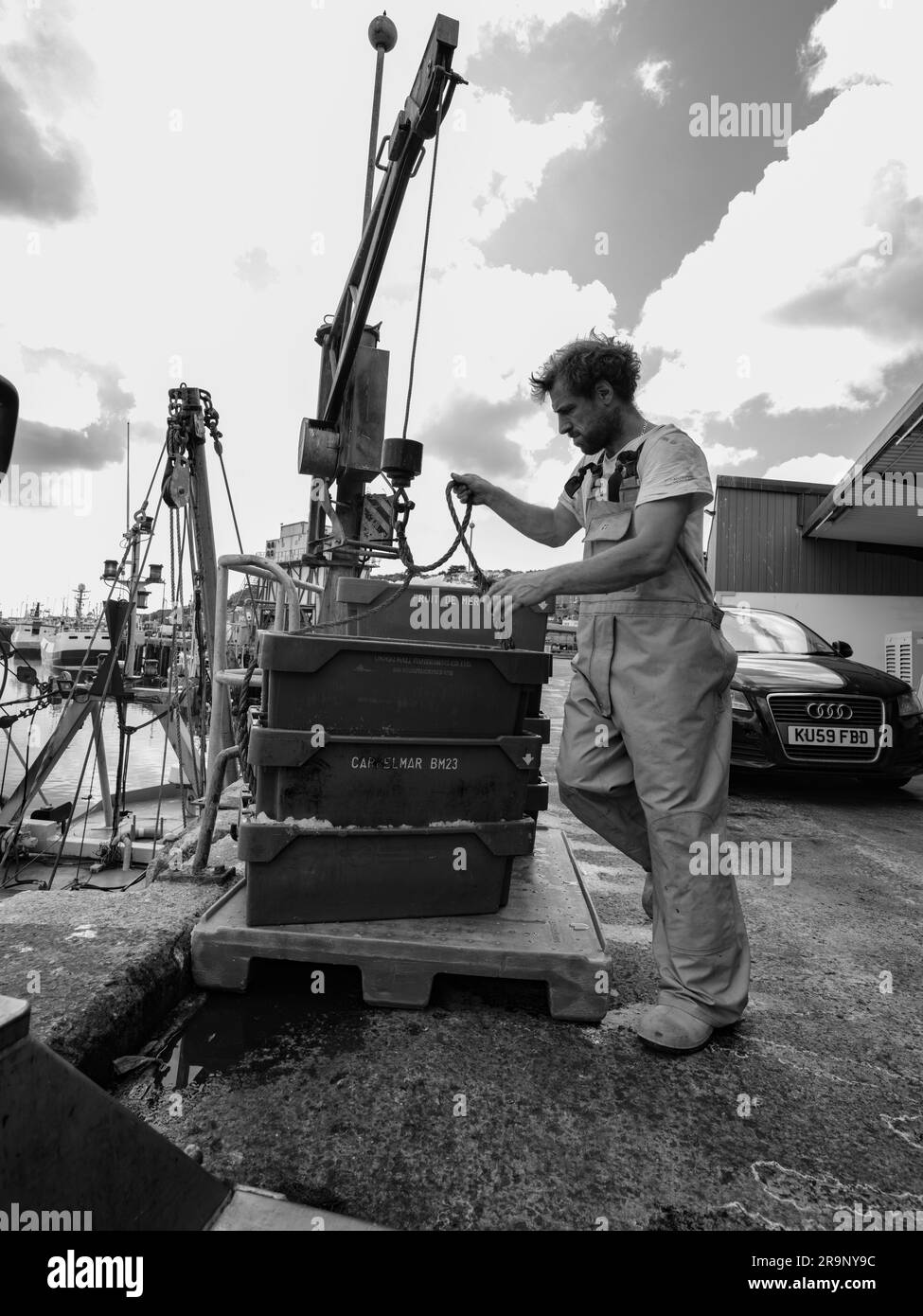NEWLYN HARBOUR FISH MARKET BRINGING HOME THE CATCH Stock Photo - Alamy