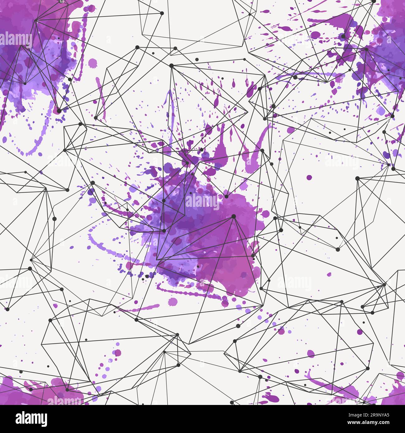 Vector modern seamless pattern with lines, circles and watercolor ...