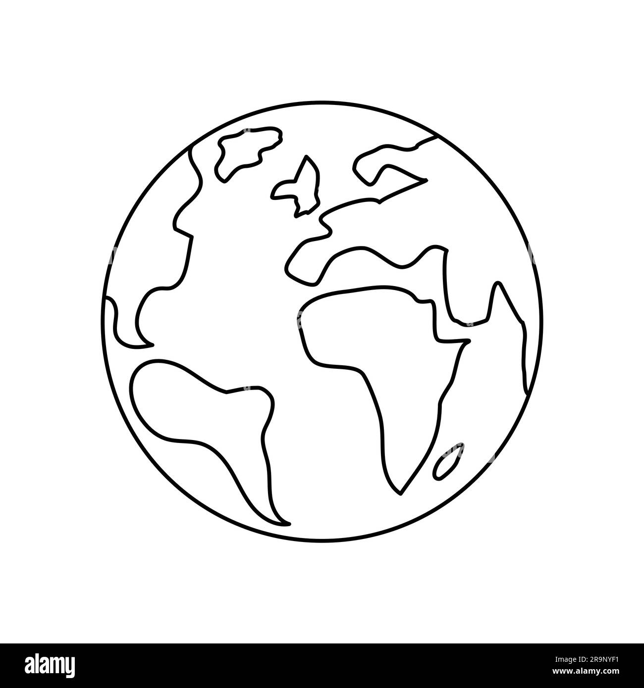 Vector linear icon - planet Earth isolated on white background. World ...