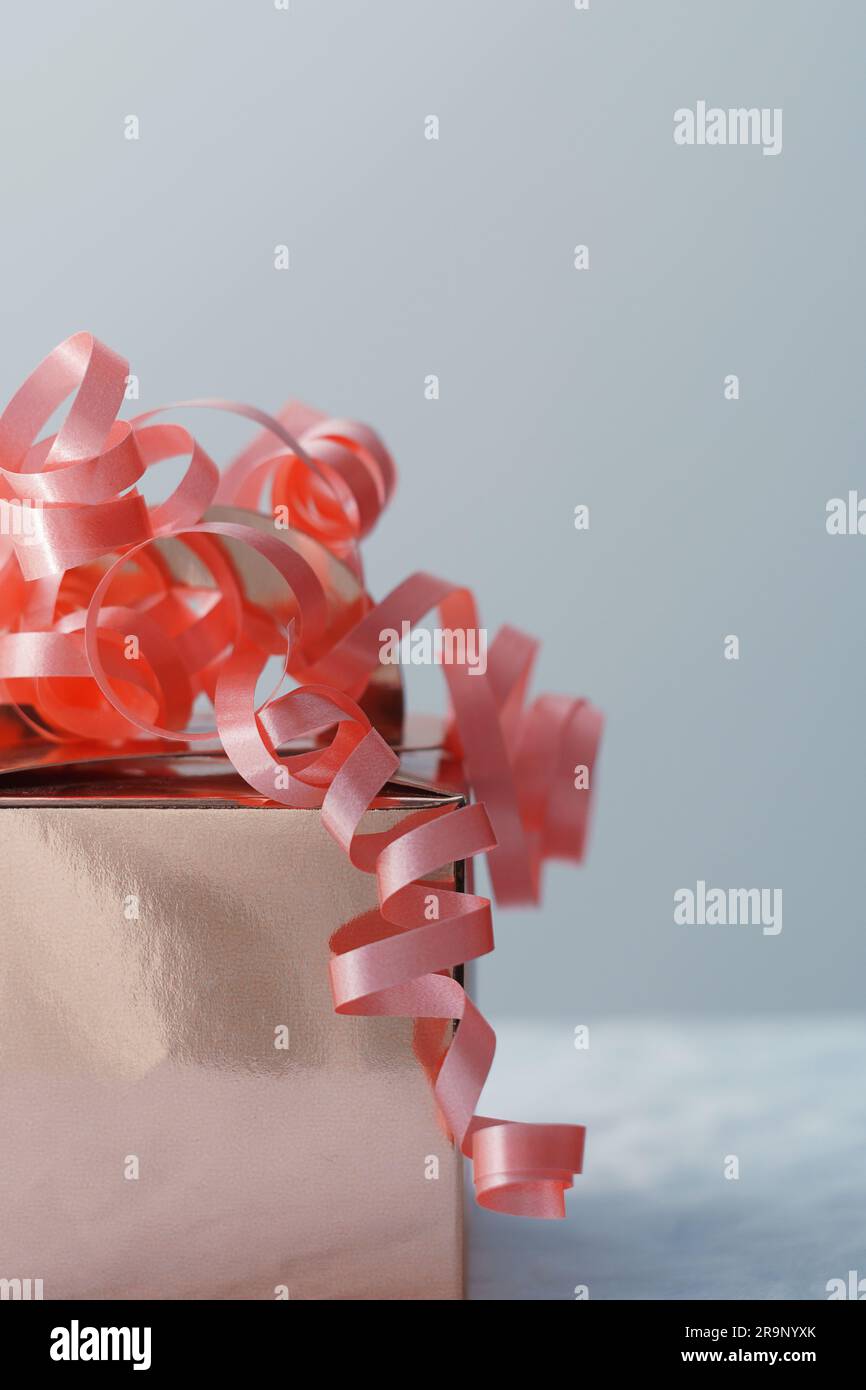 Pink gift box or present. Celebration concept image with bright pink ...