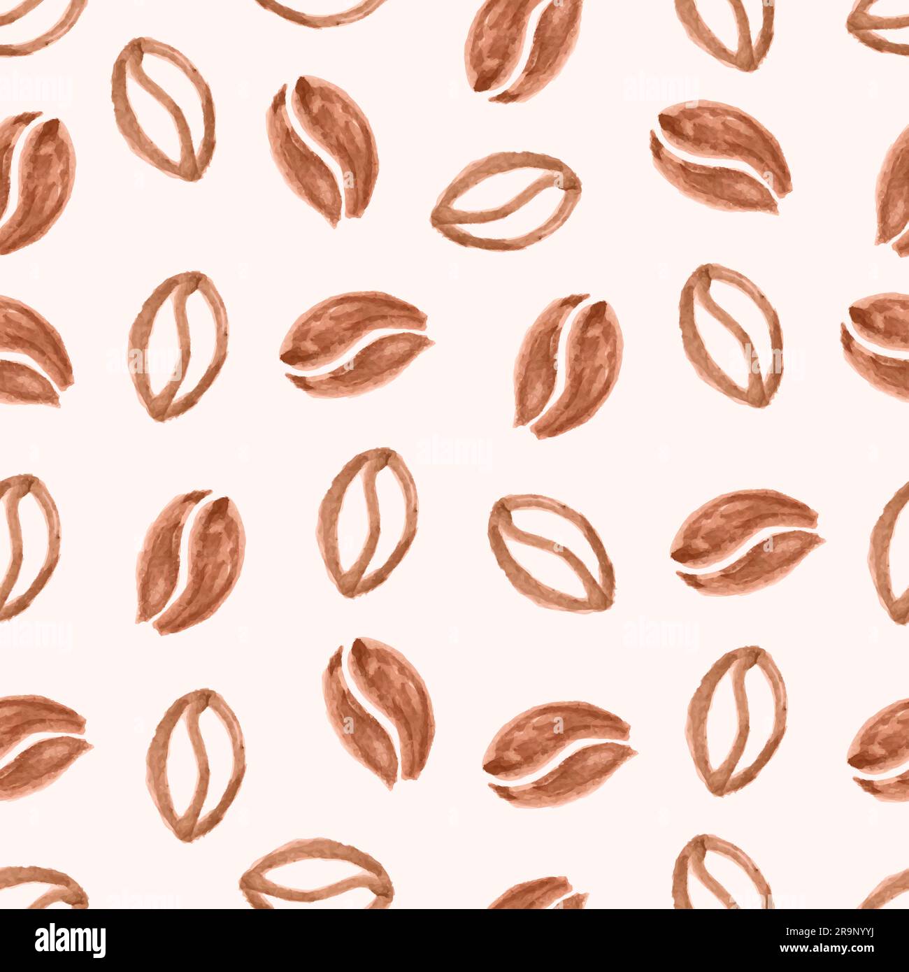 Vector seamless pattern with watercolor coffee beans Stock Vector Image ...