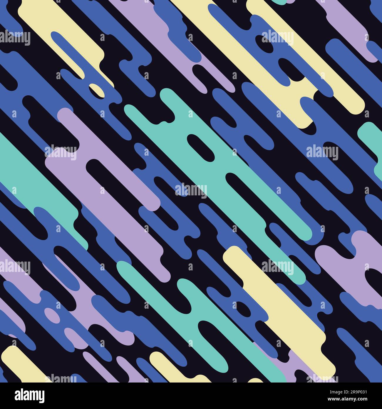 Vector seamless pattern with various rounded shapes in motion. Abstract dynamic background with ...