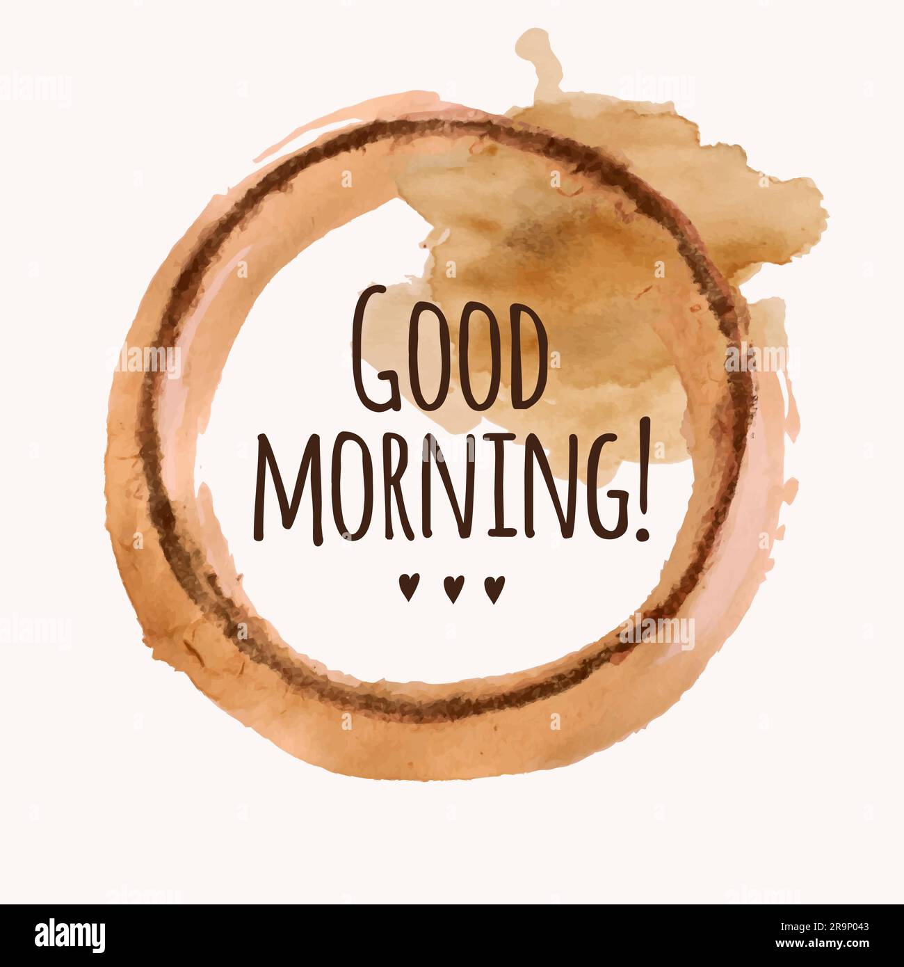 Vector illustration with "Good morning" phrase and pour coffee blot ...
