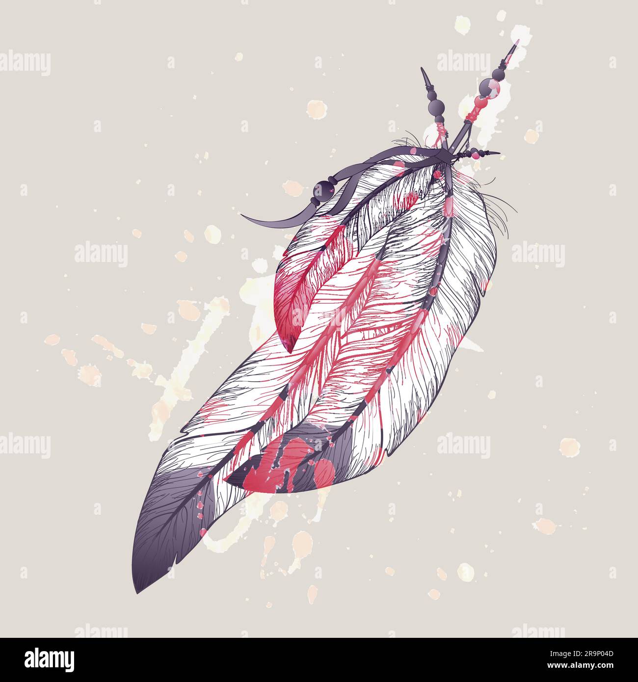 Vector illustration of eagle feathers with watercolor splash Stock ...
