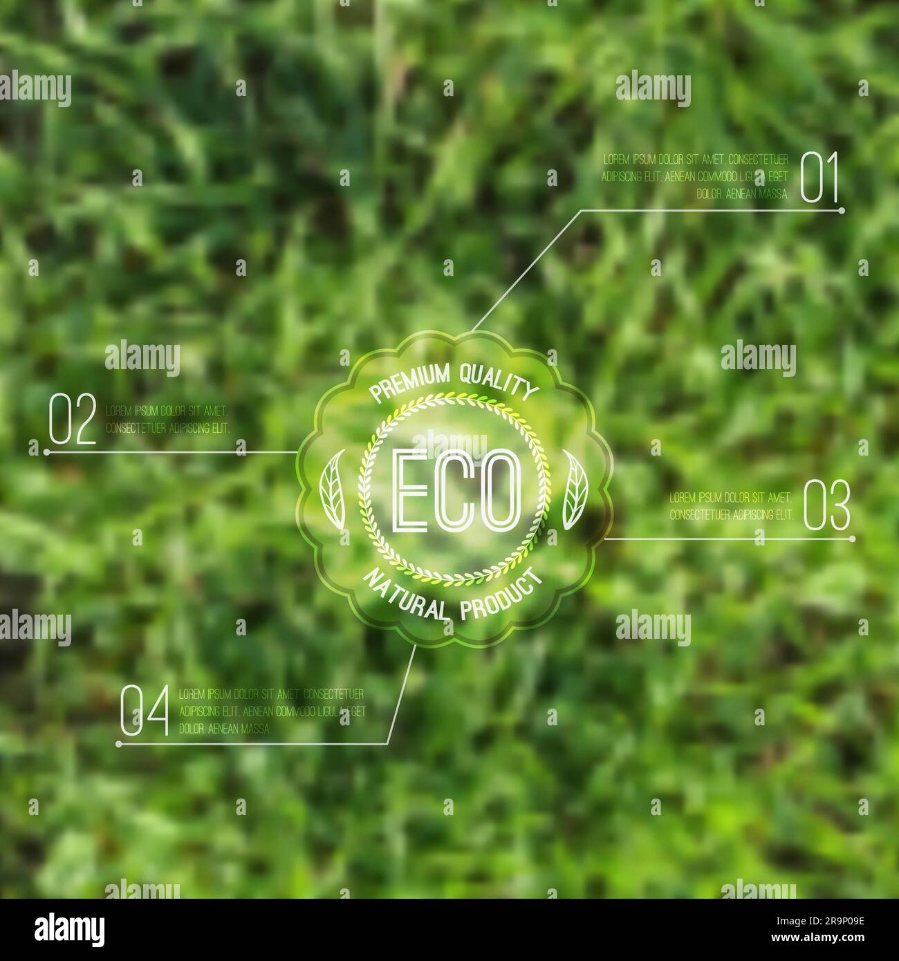 Vector ecological blurred illustration with grass and eco label. Can be ...