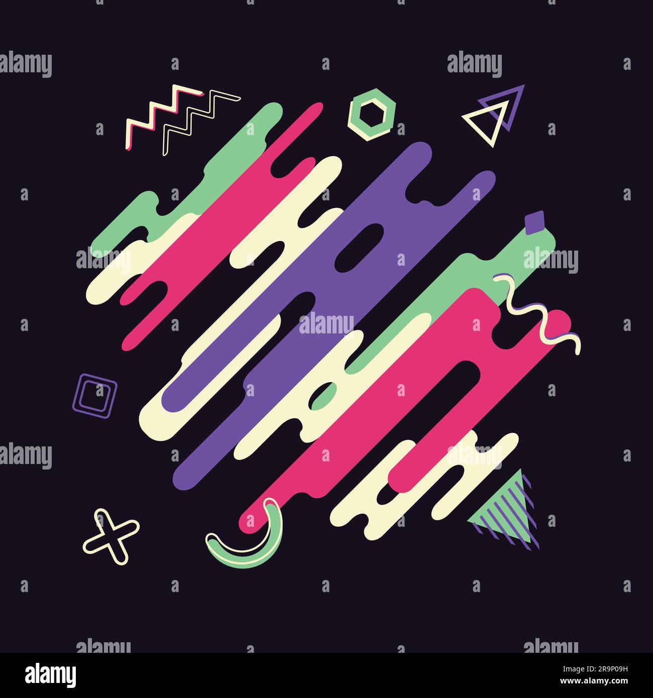 Vector modern dynamic composition made of various rounded shapes in ...