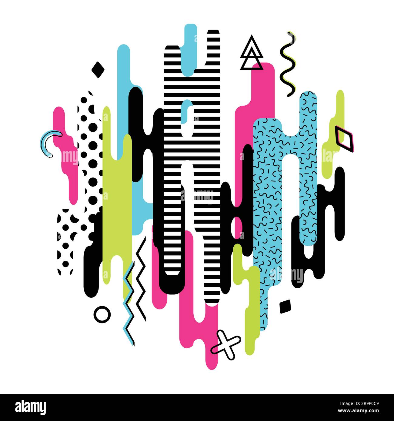 Vector modern dynamic composition made of various rounded shapes in ...