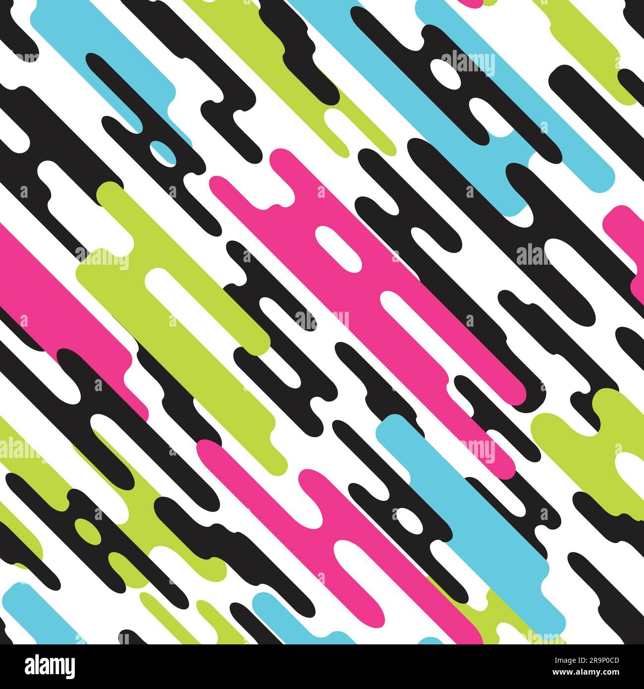 Vector seamless pattern with various rounded shapes in motion. Abstract dynamic background with ...