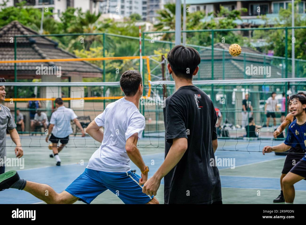 Bangkok, Thailand. 25th June, 2023. Local residents are seen playing ...