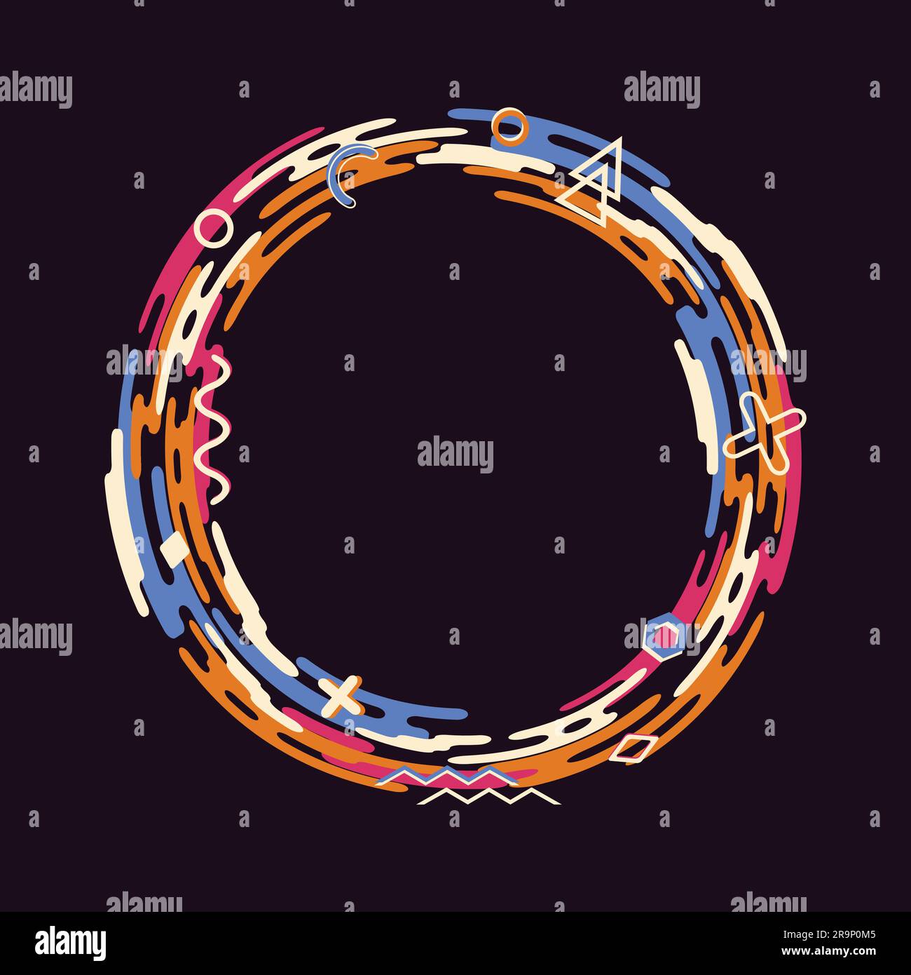 Vector abstract flat dynamic frame made of rounded shapes and geometric ...