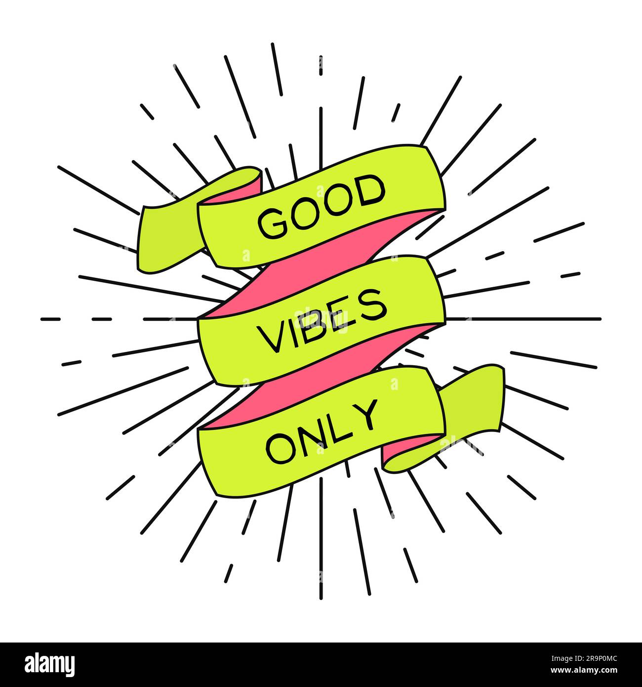 Vector positive poster with ribbon, vintage light rays and phrase Good ...