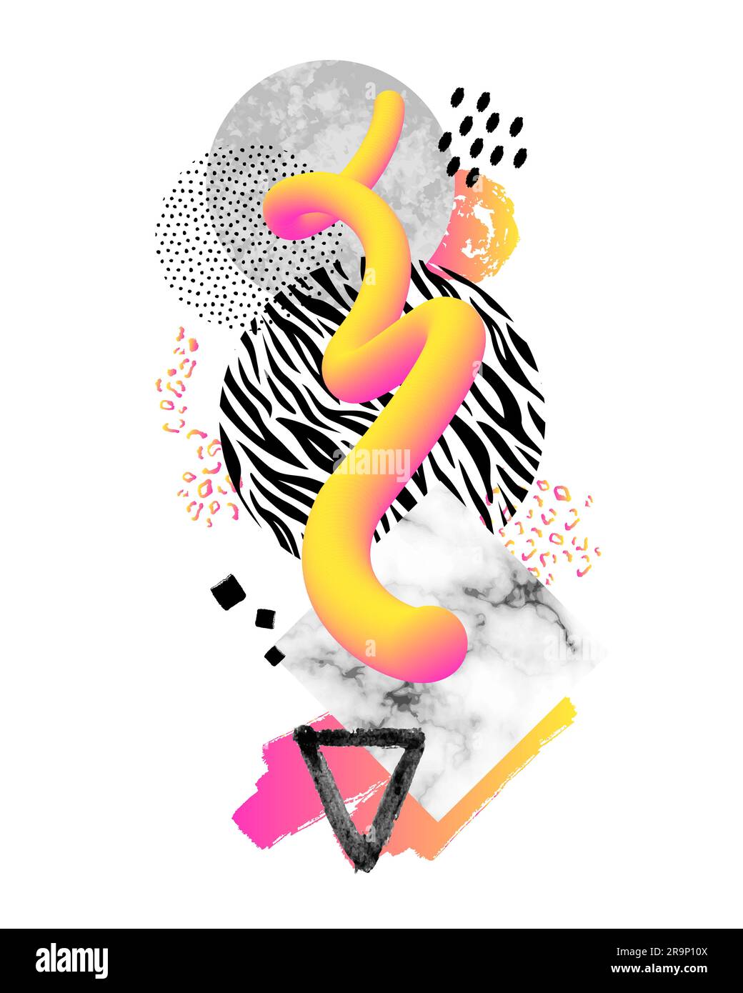 Vector trendy geometric background with marble stones, doodle textures ...