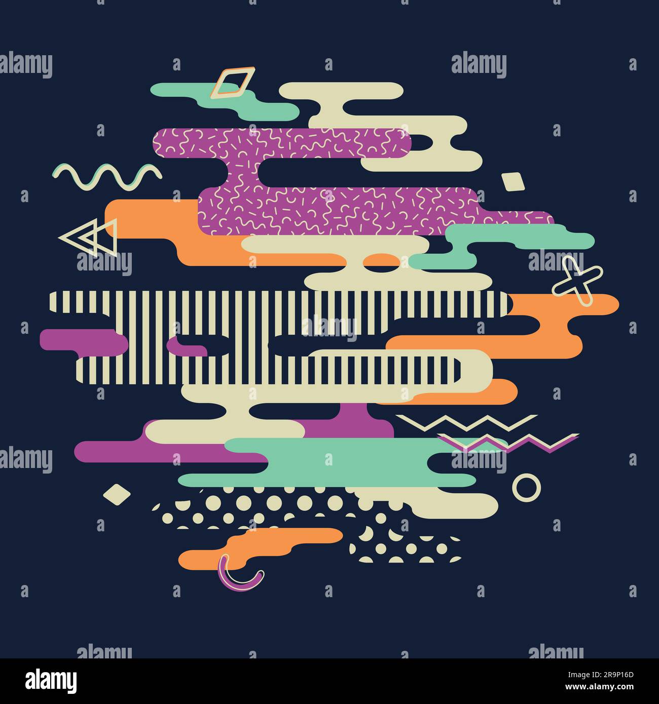 Vector modern dynamic composition made of various rounded shapes in ...