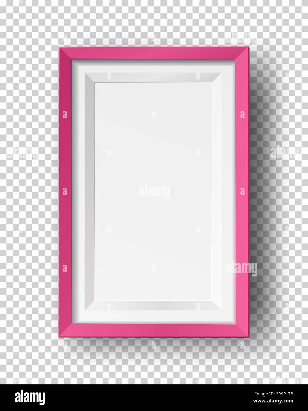 Vector realistic square empty picture frame. Mockup template with red ...