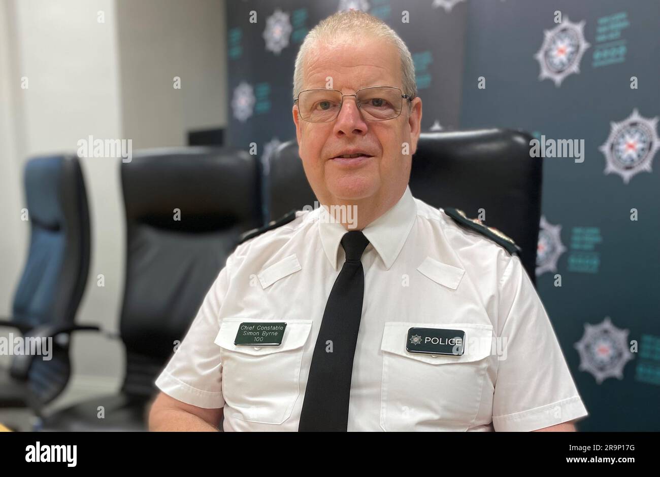 PSNI chief constable Simon Byrne at PSNI HQ in Belfast. Politicians ...