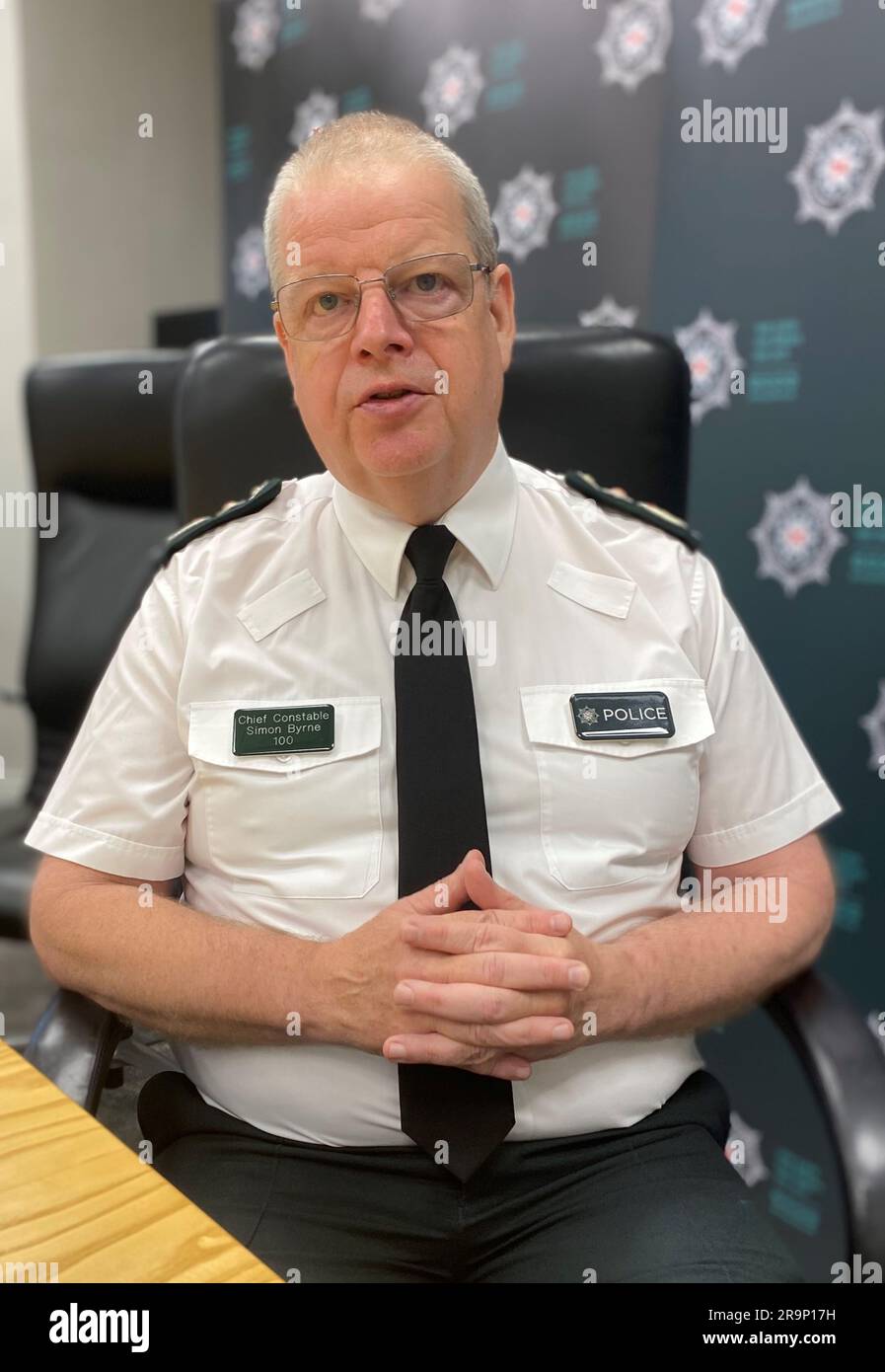 PSNI chief constable Simon Byrne at PSNI HQ in Belfast. Politicians ...