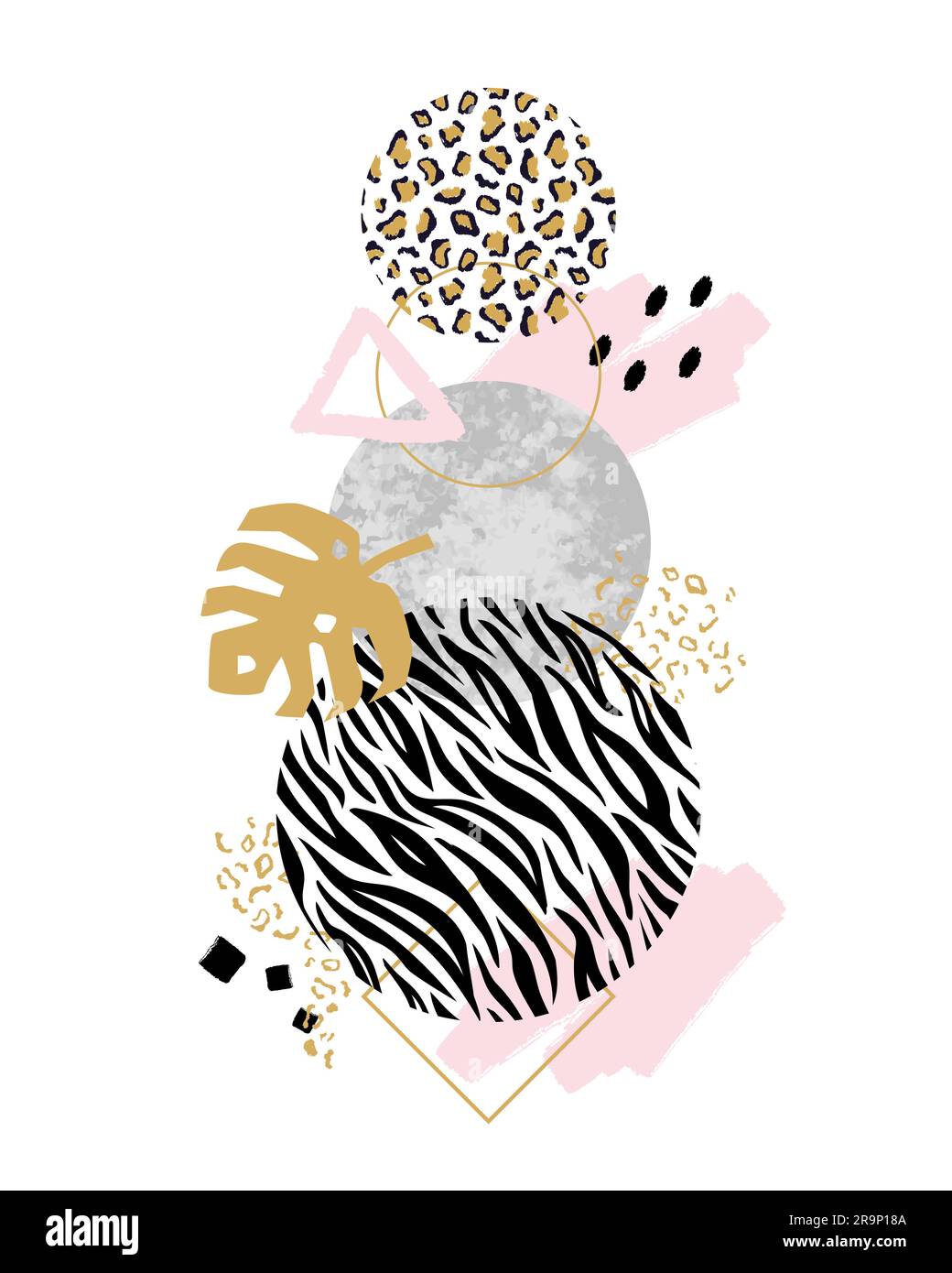 Vector trendy geometric background with marble stones, doodle textures ...