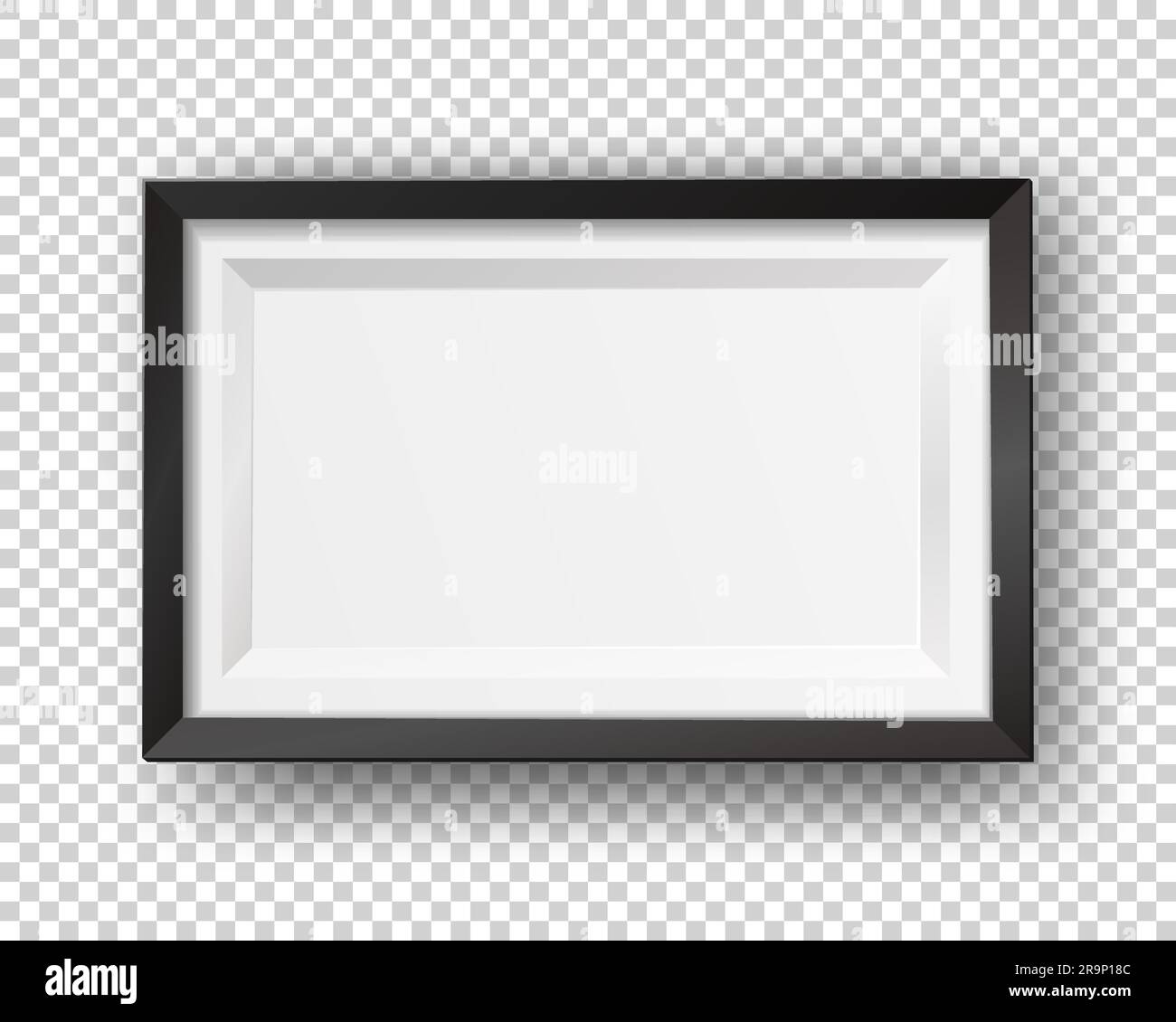 Vector realistic square empty picture frame. Mockup template with black ...