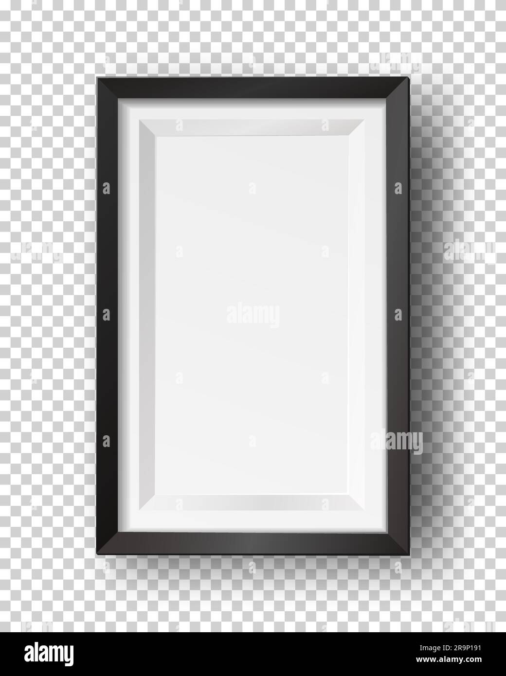 Vector realistic square empty picture frame. Mockup template with black ...