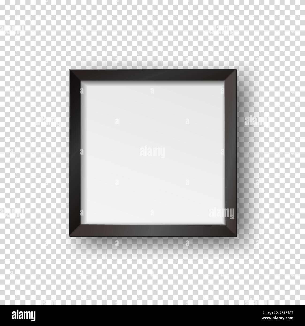 Vector realistic square empty picture frame. Mockup template with black ...