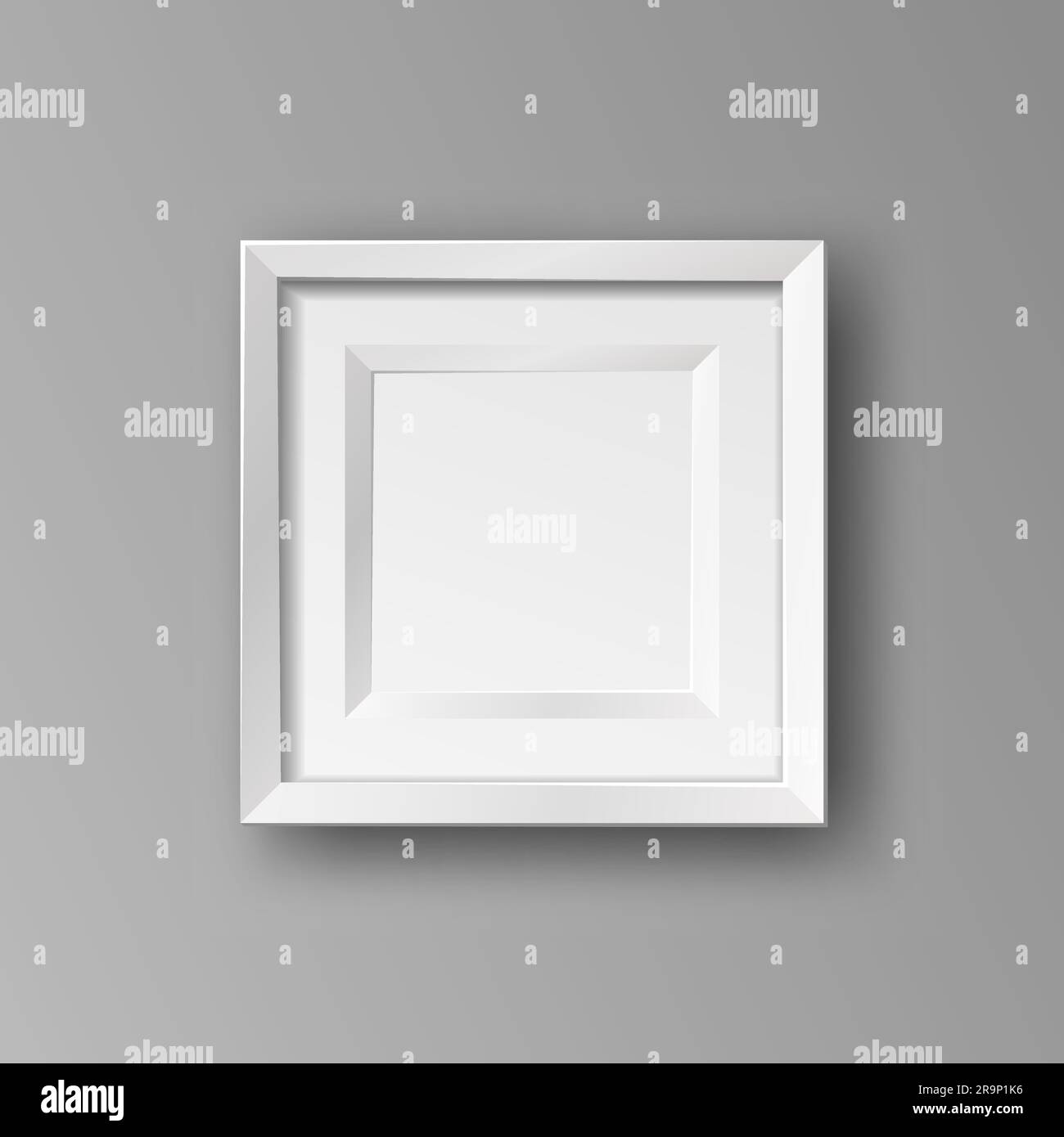 Vector realistic square empty picture frame. Mockup template with white ...