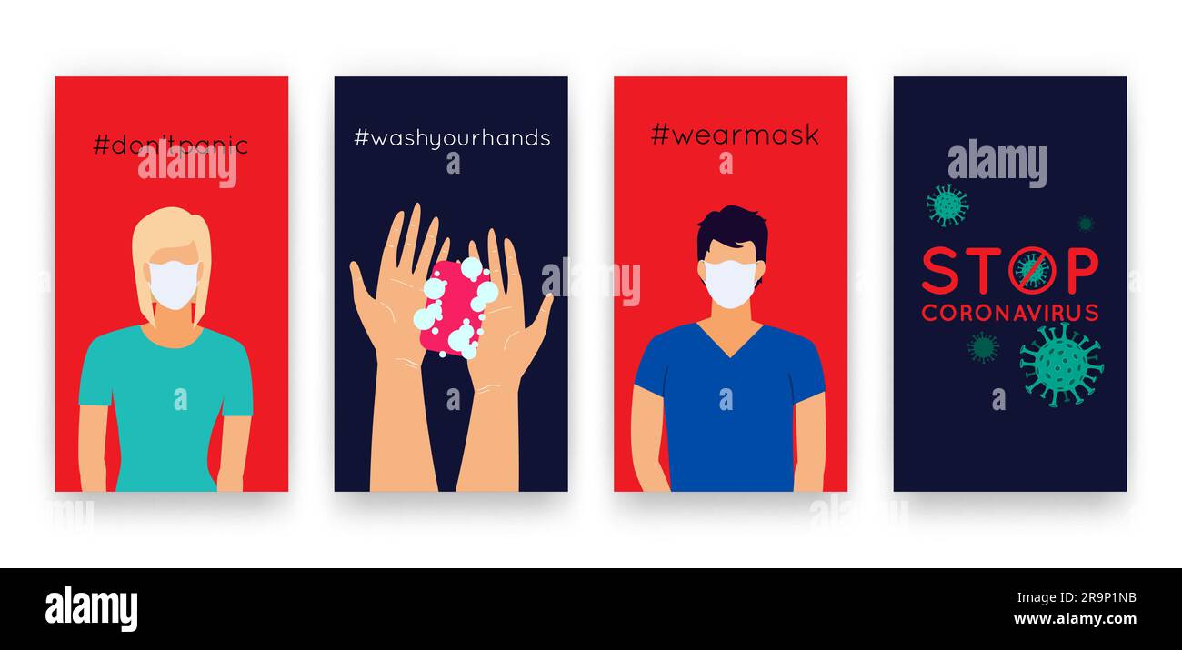 Vector templates set COVID-19 for social media network stories ...