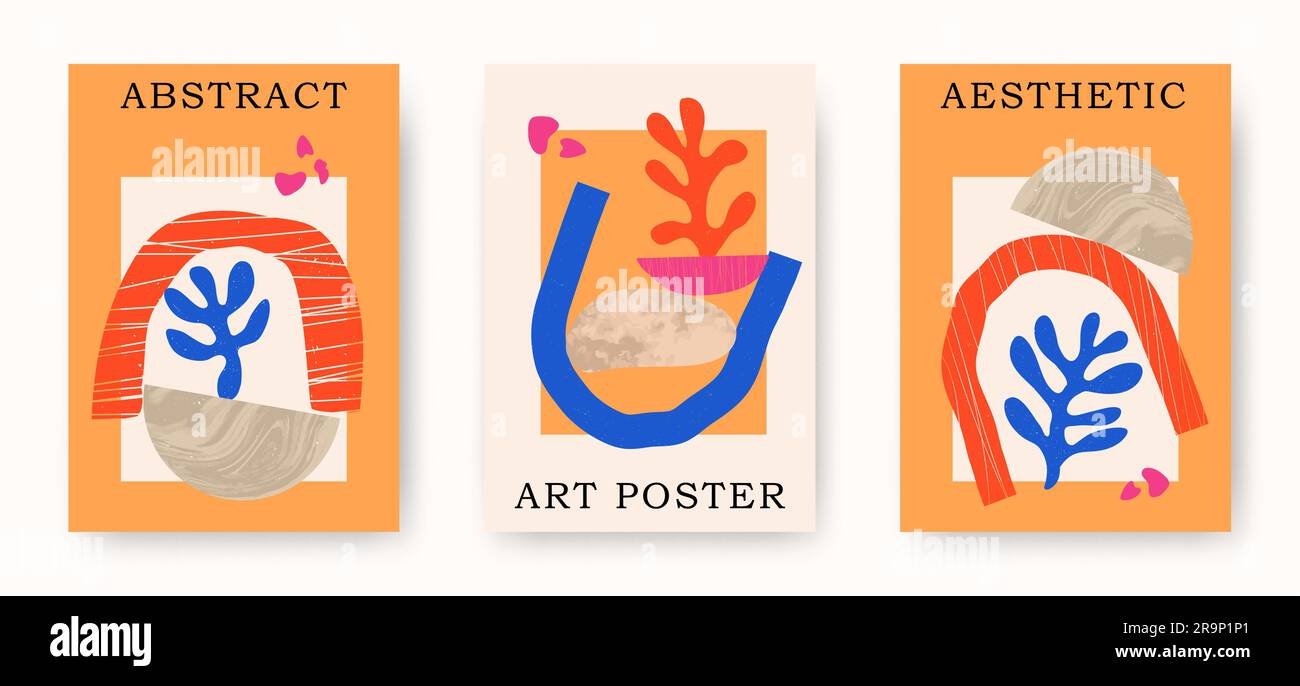 Vector modern set of abstract contemporary aesthetic posters with ...