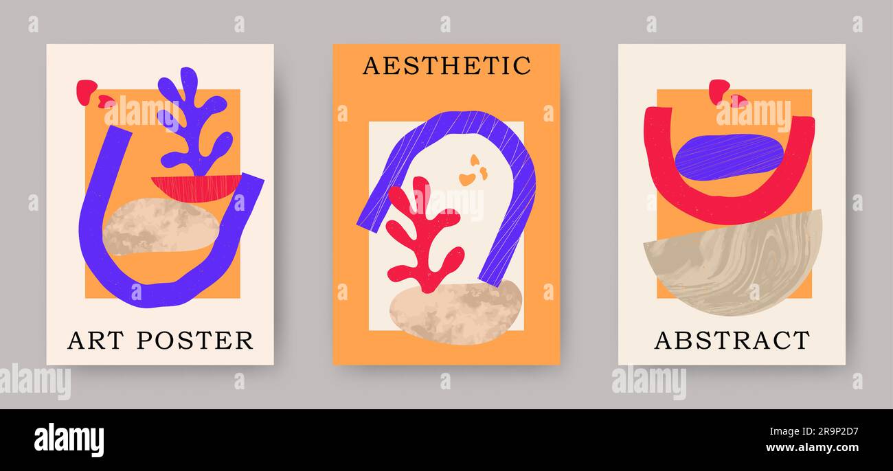 Vector modern set of abstract contemporary aesthetic posters with ...